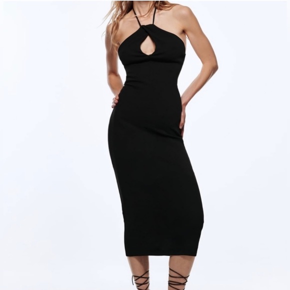 Zara | Dresses | Zara Keyhole Halter Midi Dress | Poshmark